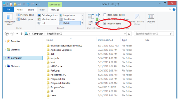 Showing Hidden Files and Folders