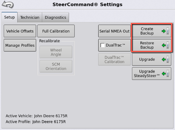 SteerCommand Z2/SteadySteer (SCM) Backup