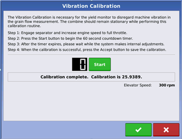 Harvest Calibration C Values Resetting Due to Poor Vibration Calibration