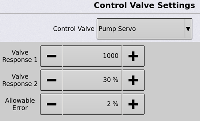 RightSpot Bypass Servo and Pump Servo Settings