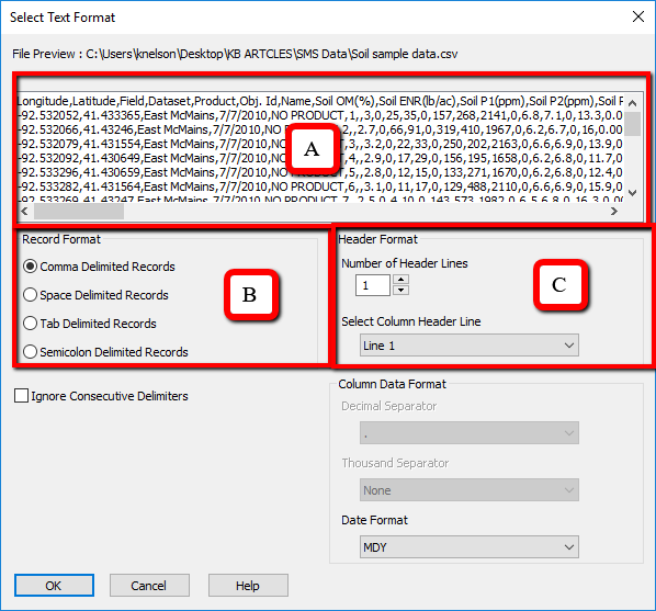 Importing Soil Sampling Data